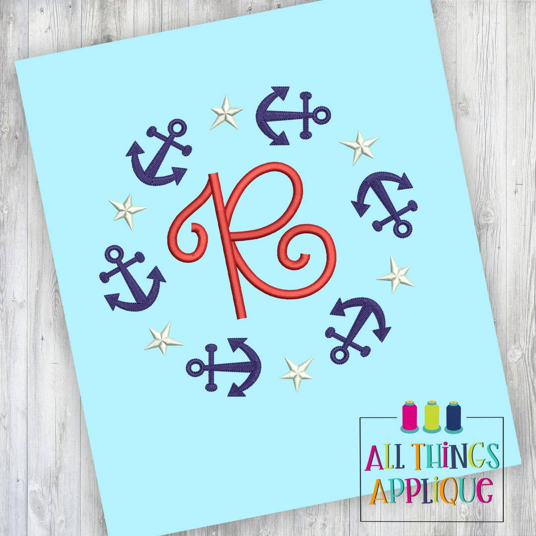 Anchor Monogram Frame Embroidery Design for Use With Embroidery Machine ...