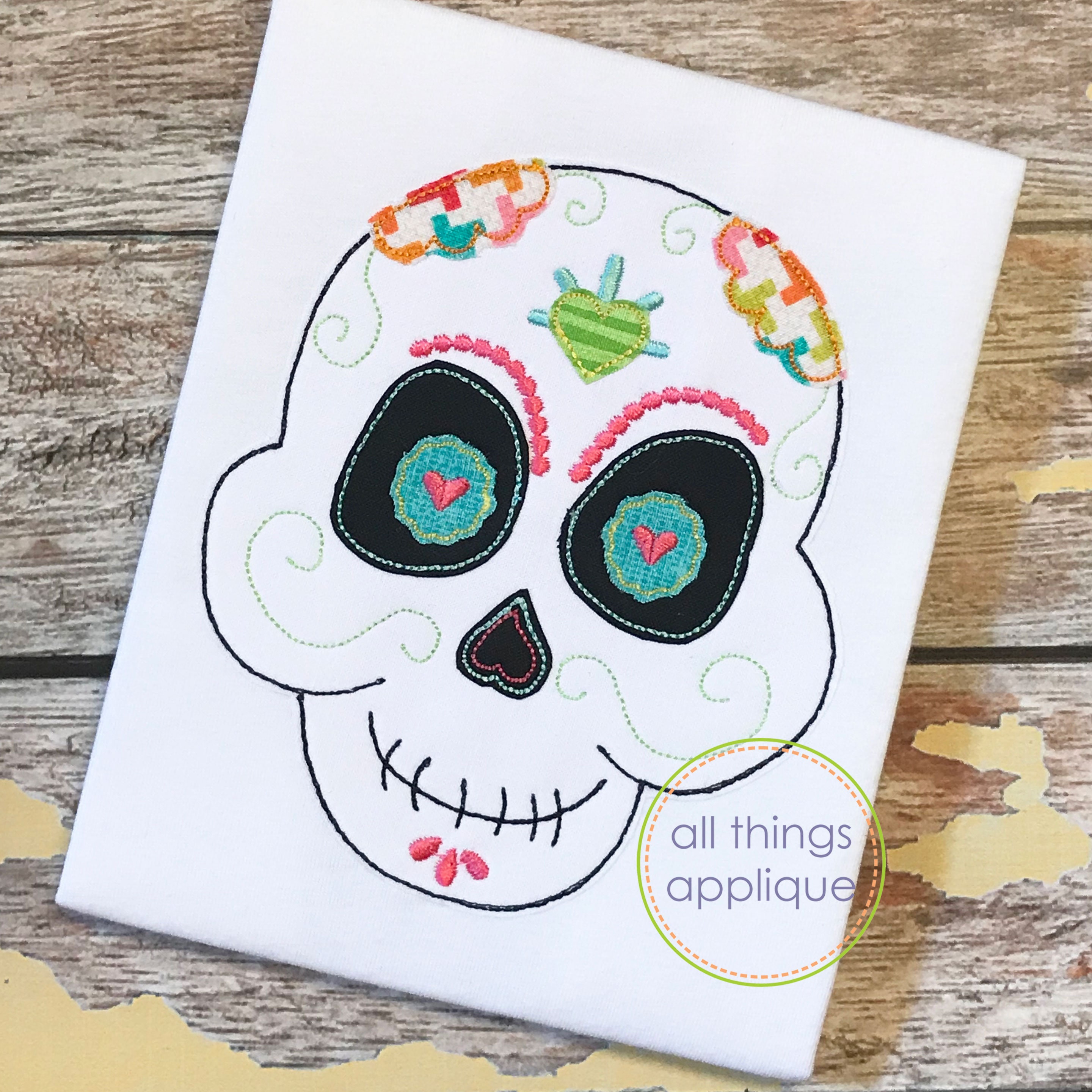 Sugar Skull Set - 3 Sugar Skull Applique Designs - BEAN Stitch (#1186 ...