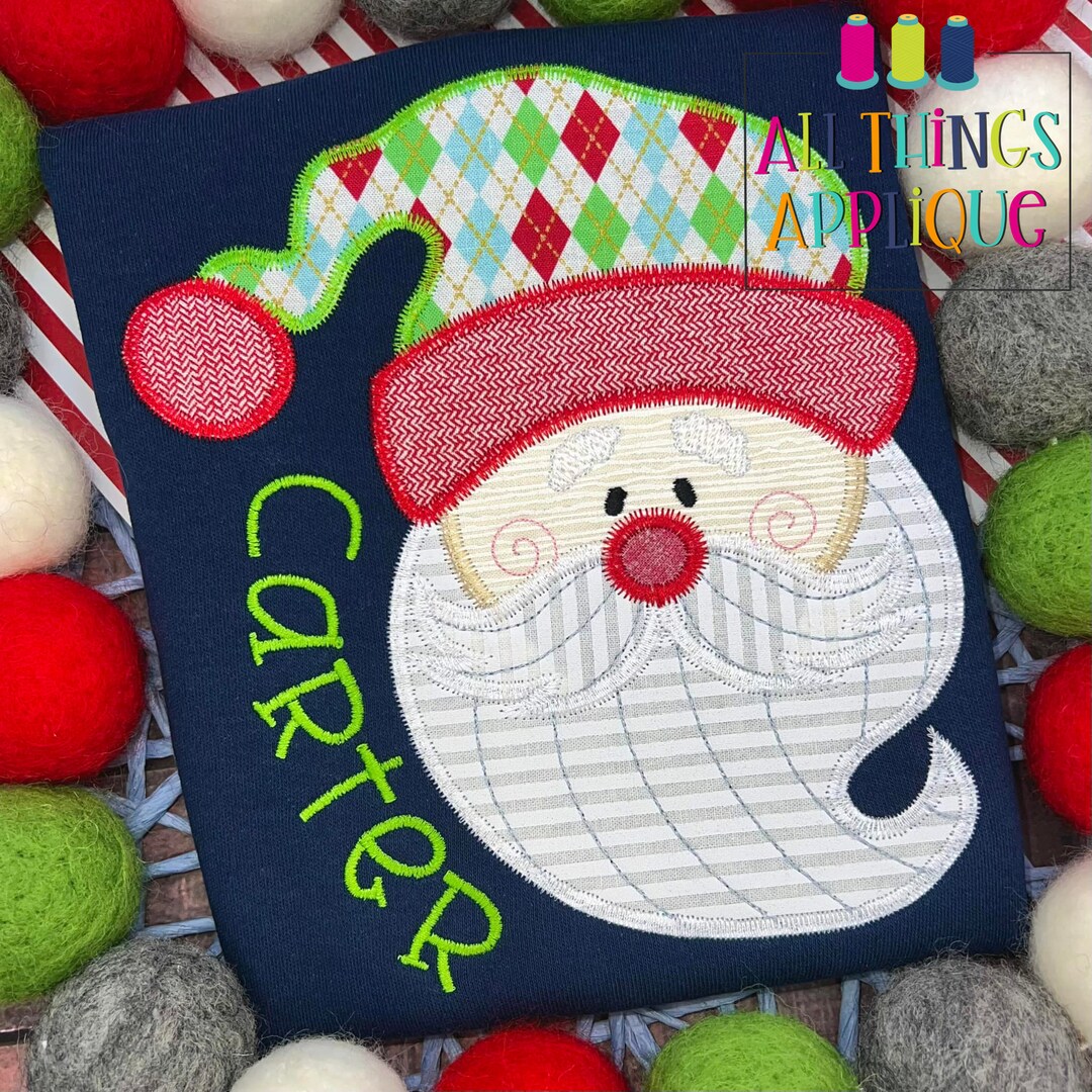 Santa Applique Design for Machine Embroidery in Zig Zag Stitch ...