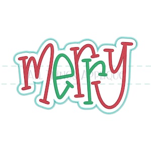 Merry Handlettered Applique Design - Christmas Zig Zag Applique and ...