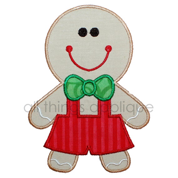 Gingerbread Boy Applique Christmas Applique Design 3 Sizes | Etsy