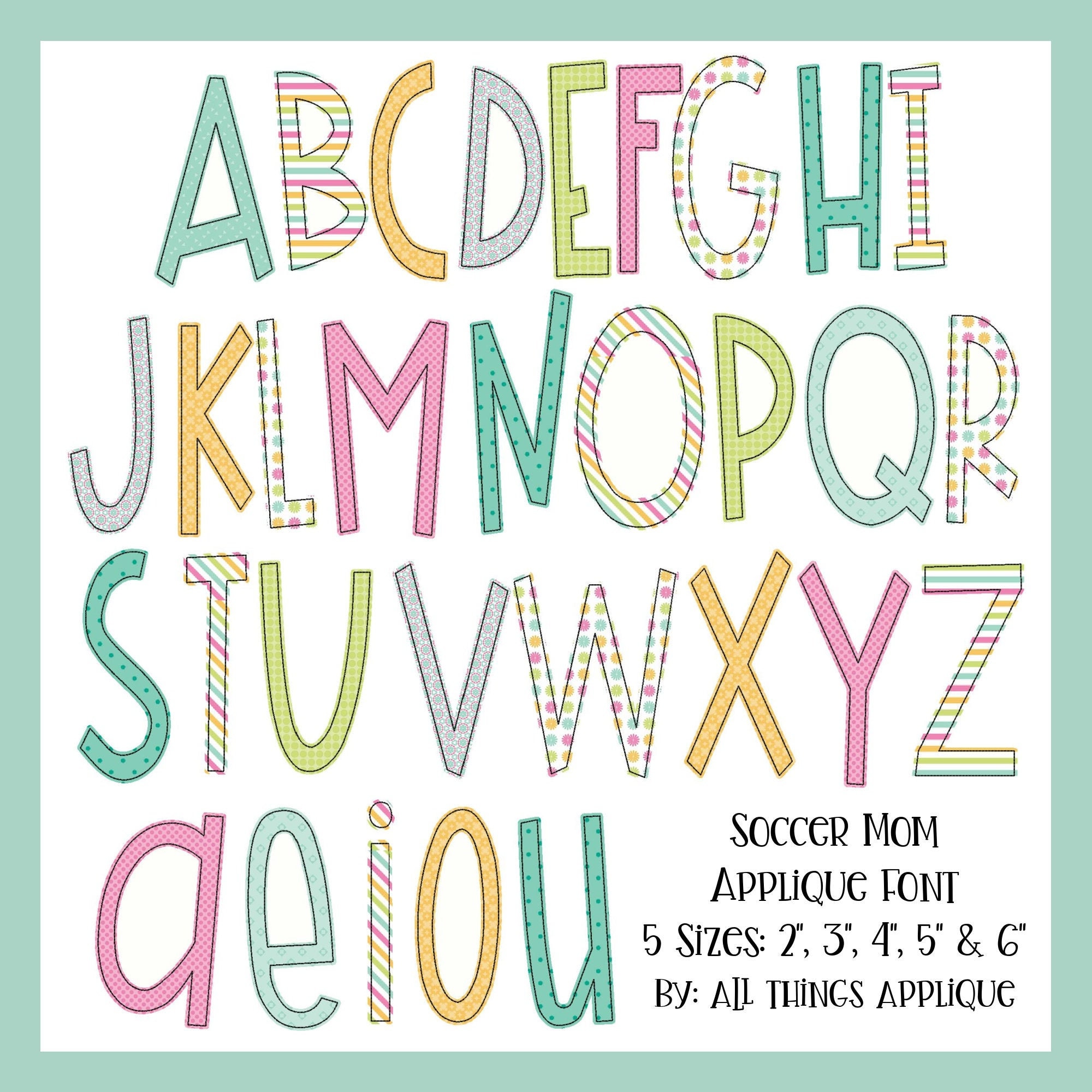 Applique Alphabet and Embroidery Font Set - Beach Towel Font ...