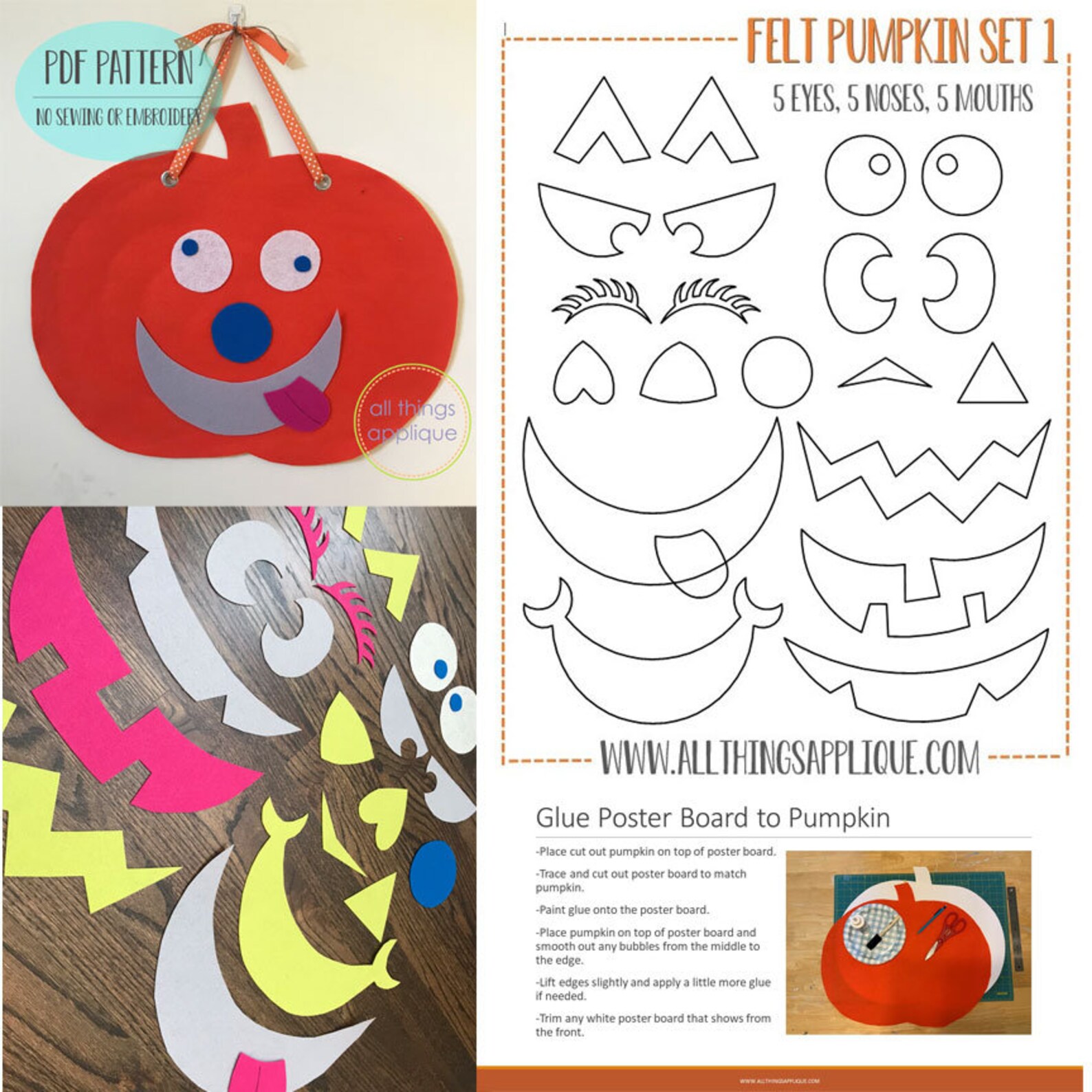 Felt Pumpkin SET 1 DIY Pattern PDF No Sewing No Embroidery - Etsy