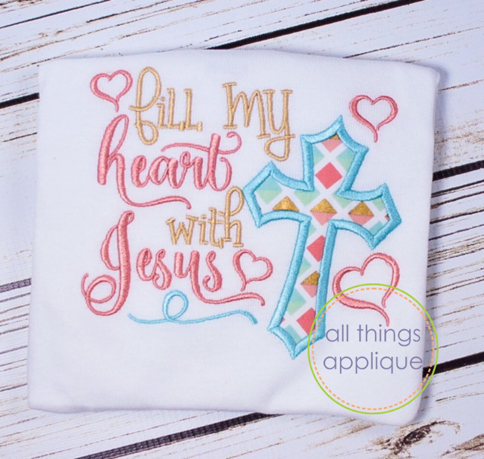 Fill My Heart With Jesus Applique Design 942 4 Sizes - Etsy