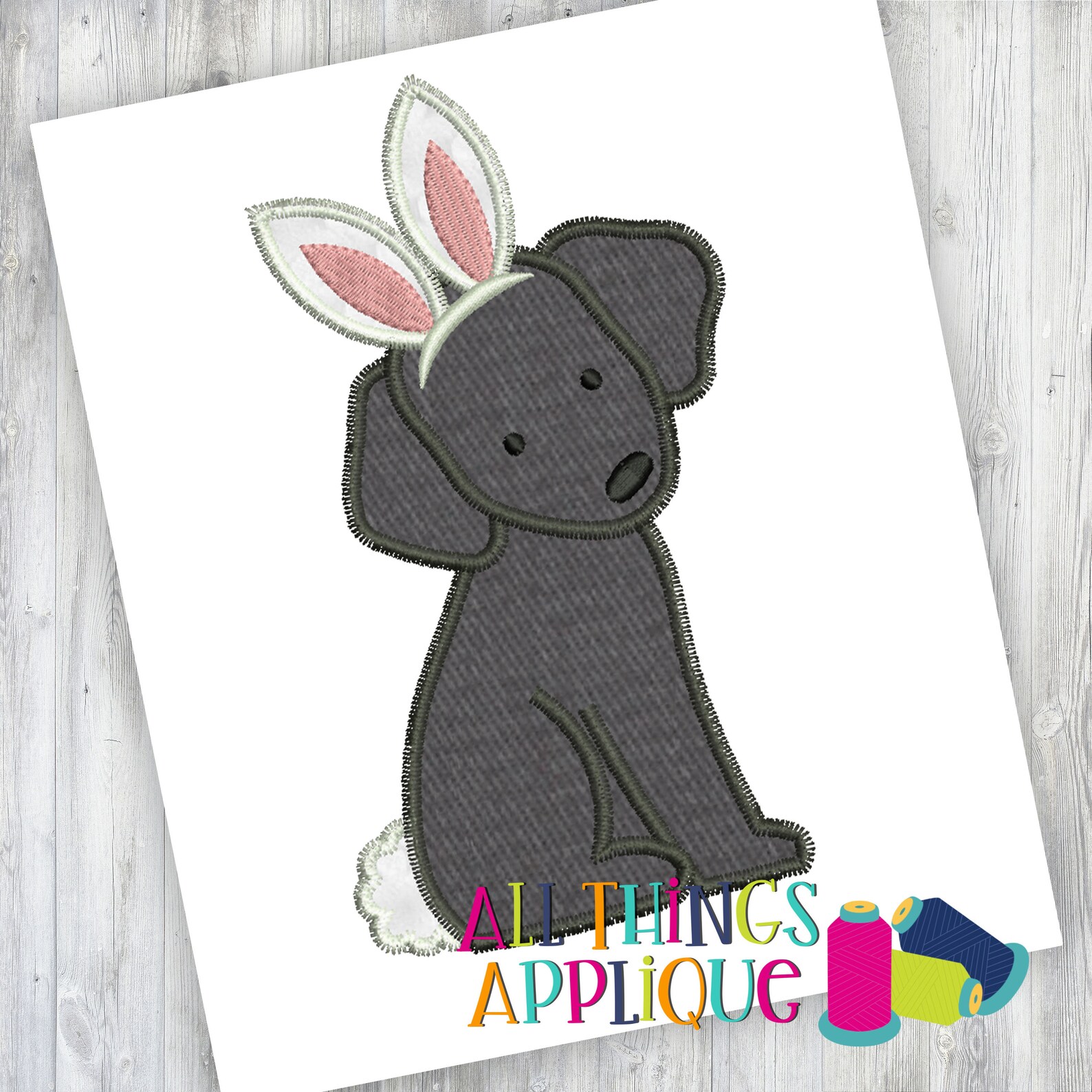 Labrador Retriever Machine Embroidery Applique Design With Bunny Ears ...