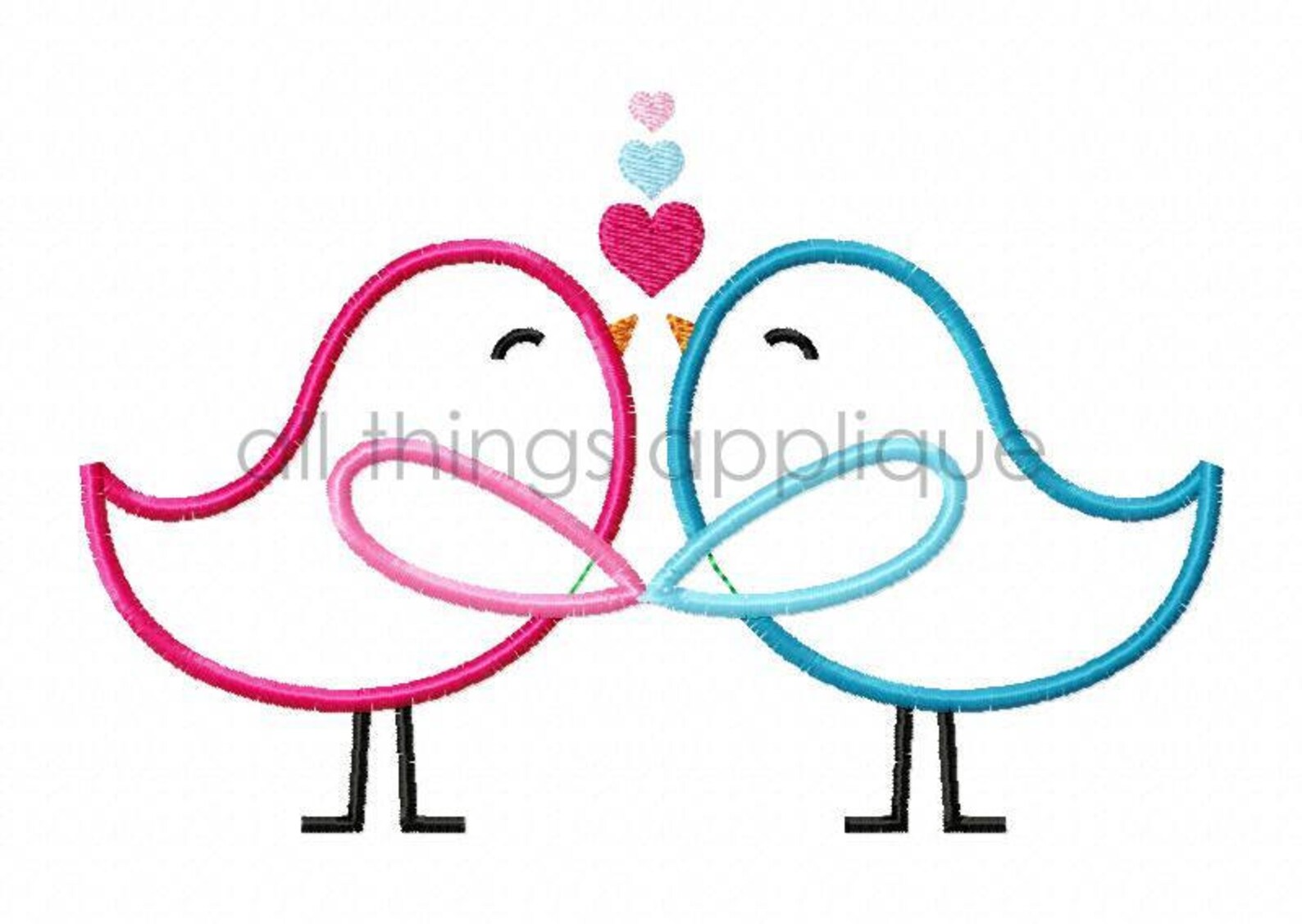 Love Birds Valentine Applique Design Machine Embroidery - Etsy