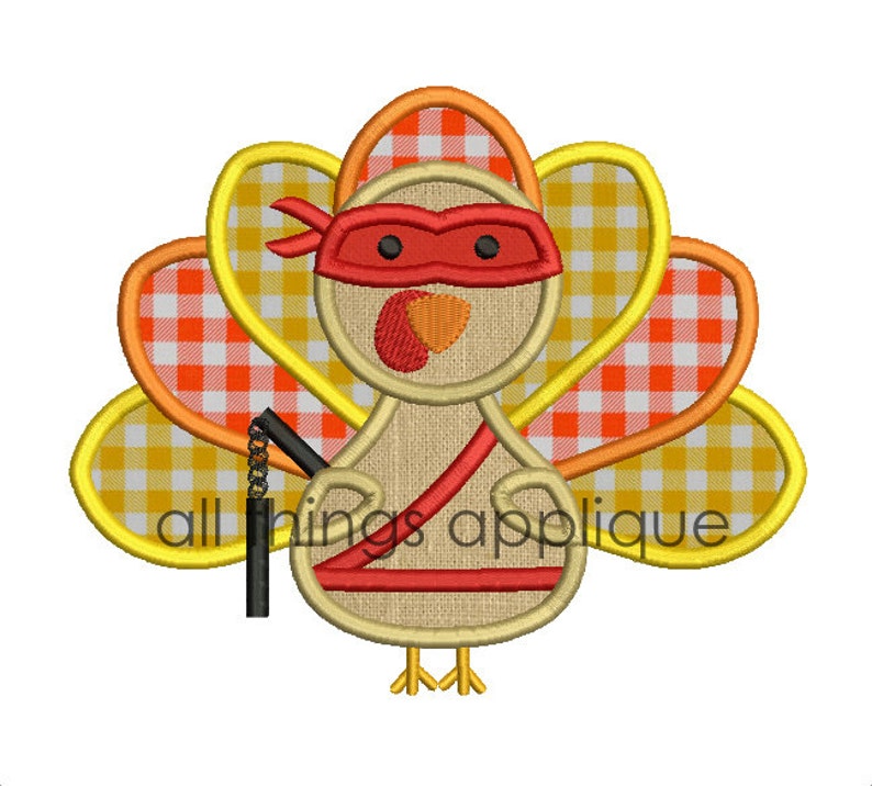 Ninja Turkey Applique Design SATIN 3 Sizes INSTANT - Etsy