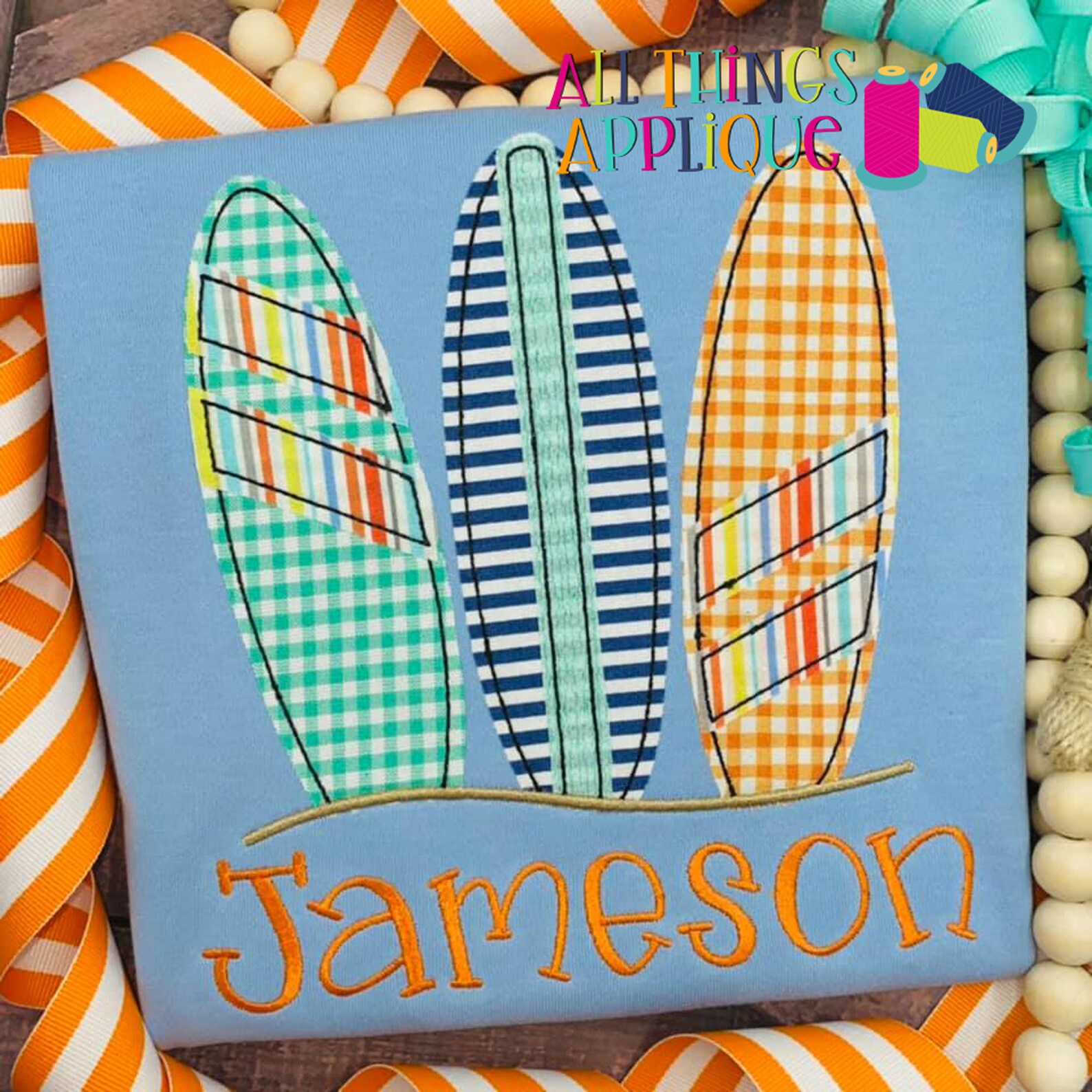 Surfboard Applique Design Surfboard Machine Embroidery Applique Design ...