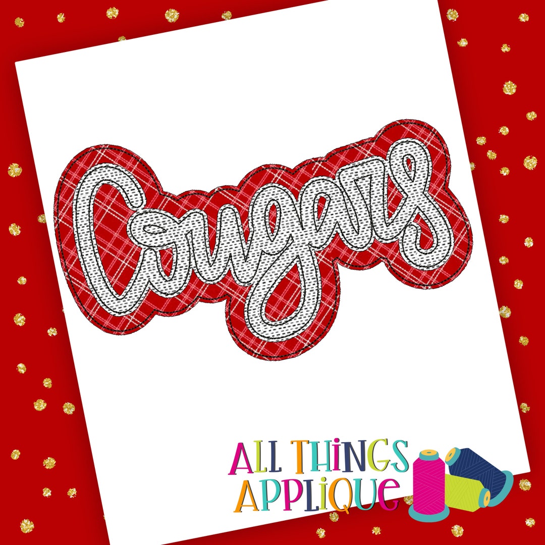 Cougars Hand-lettered and Digitized Bean Stitch Machine Embroidery Applique Design - Etsy