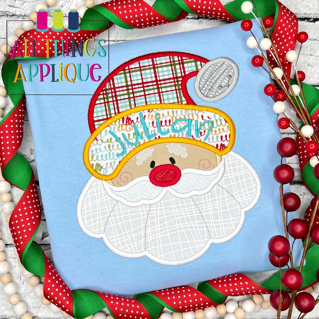 Santa Applique Design for Machine Embroidery in Satin Stitch | Instant ...