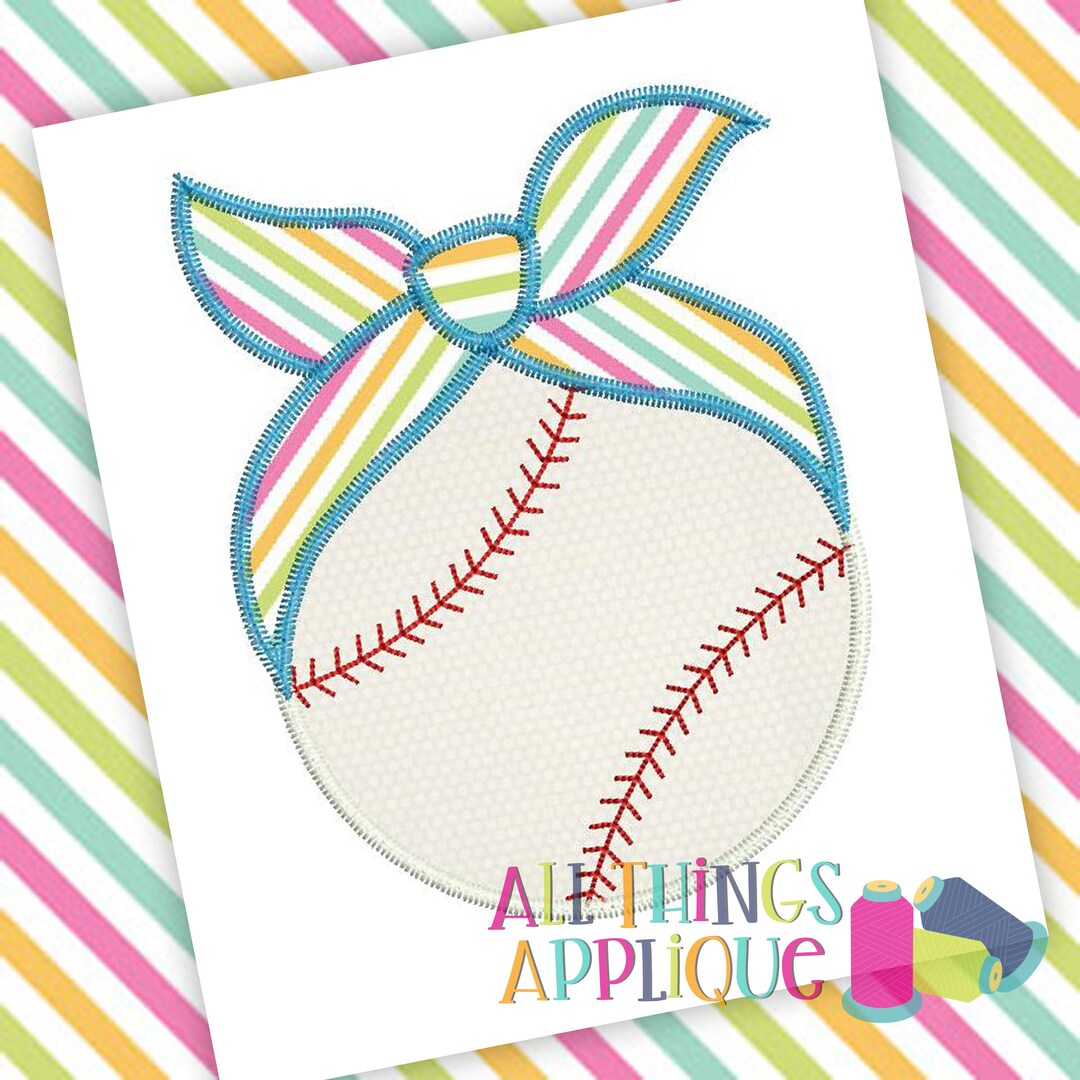 Baseball Softball Applique Design for Machine Embroidery - Zig Zag ...