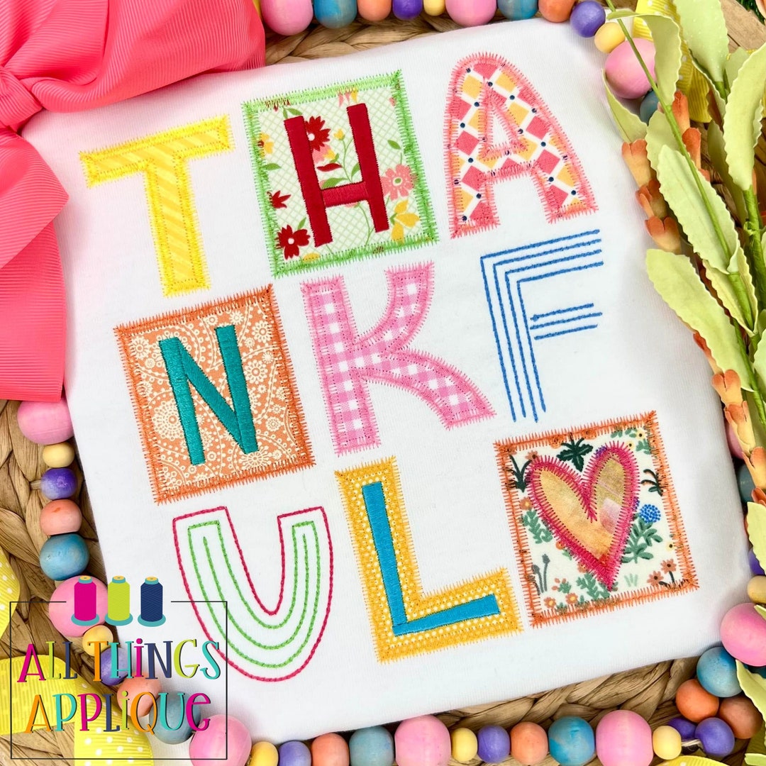 Thanksgiving Fall Applique Design - THANKFUL Zig Zag Stitch Machine ...