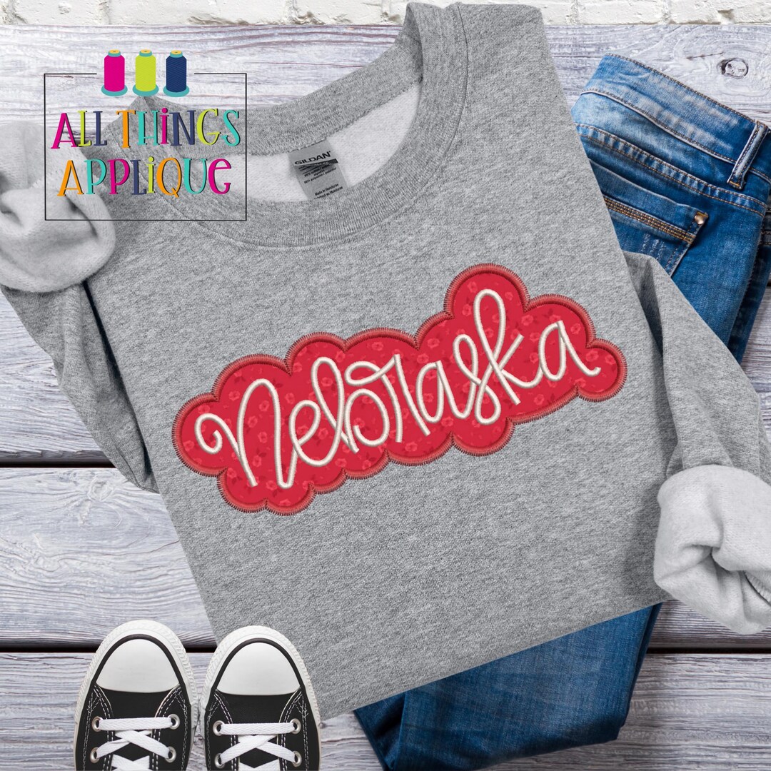 Nebraska Hand Lettered Machine Embroidery Applique Design - Double ...