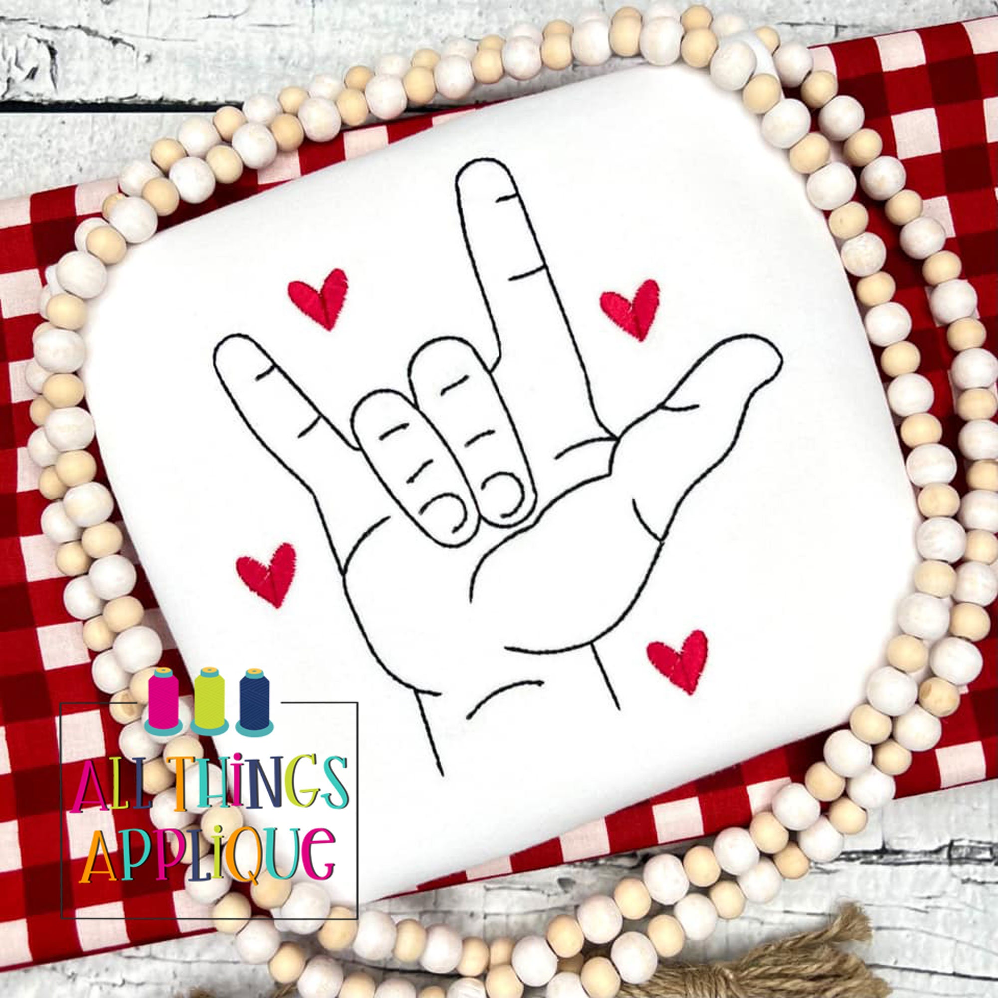 Valentine Embroidery Design I Love You Sign Language Quick | Etsy