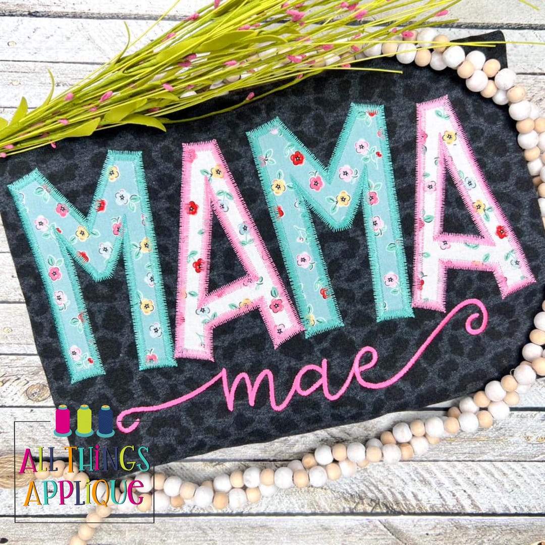 MAMA Zig Zag Stitch Applique Design for Machine Embroidery Grandmother Gift, Mothers Day Gift by ...