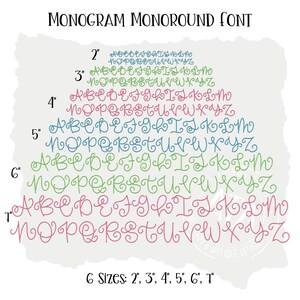 Monoround Monogram Embroidery Font - 26 Letters - Sizes 2", 3", 4", 5 ...
