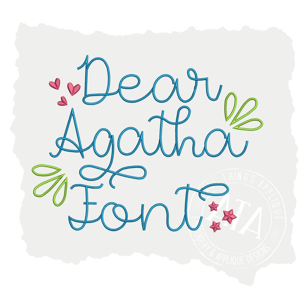 Cursive Machine Embroidery Font Alphabet for Monogram - Dear Agatha ...