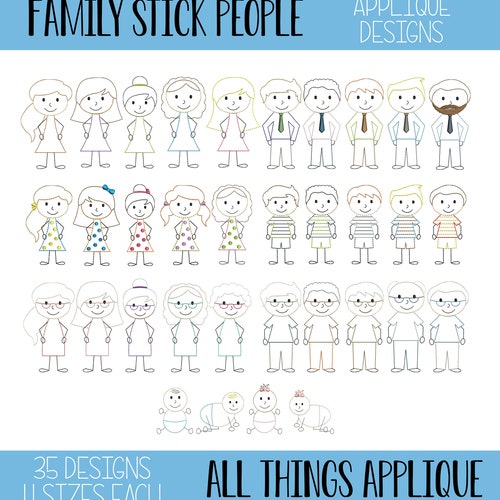 Stick Figures Family Machine Embroidery Designs-instant - Etsy