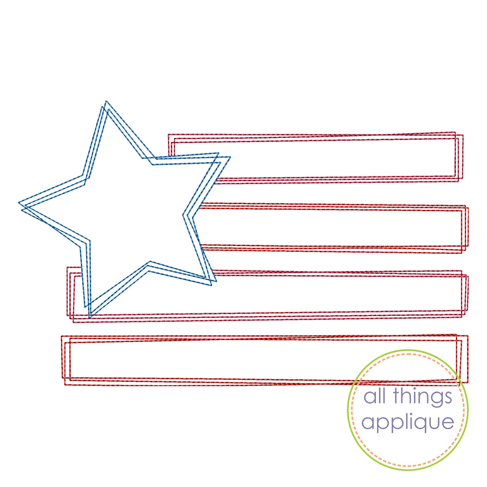 4th of July Funky Flag Set Applique Design 4 Stitch Styles - Etsy