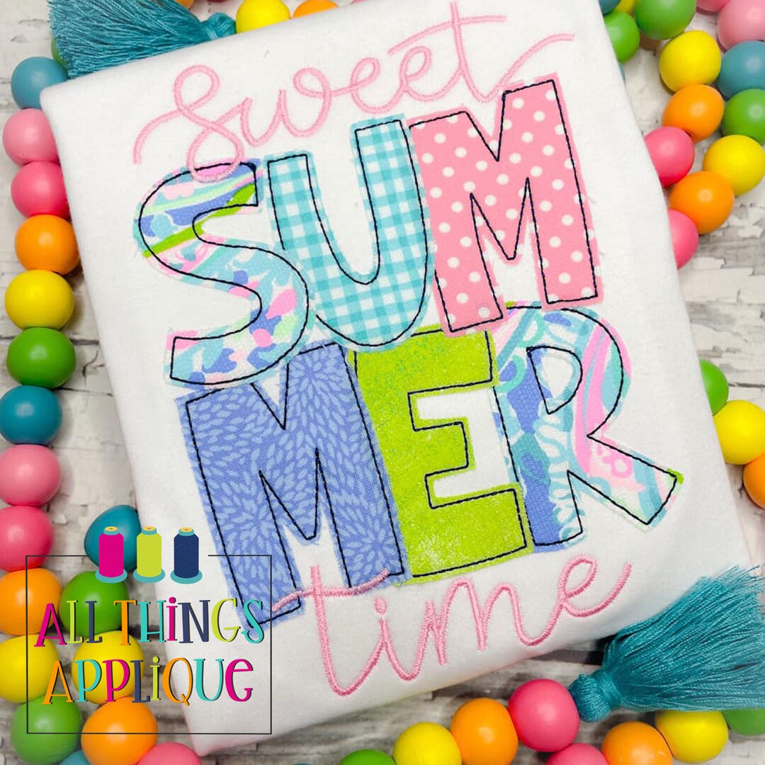 Sweet Summer Time Applique Design - Bean Stitch Summer Applique Design ...