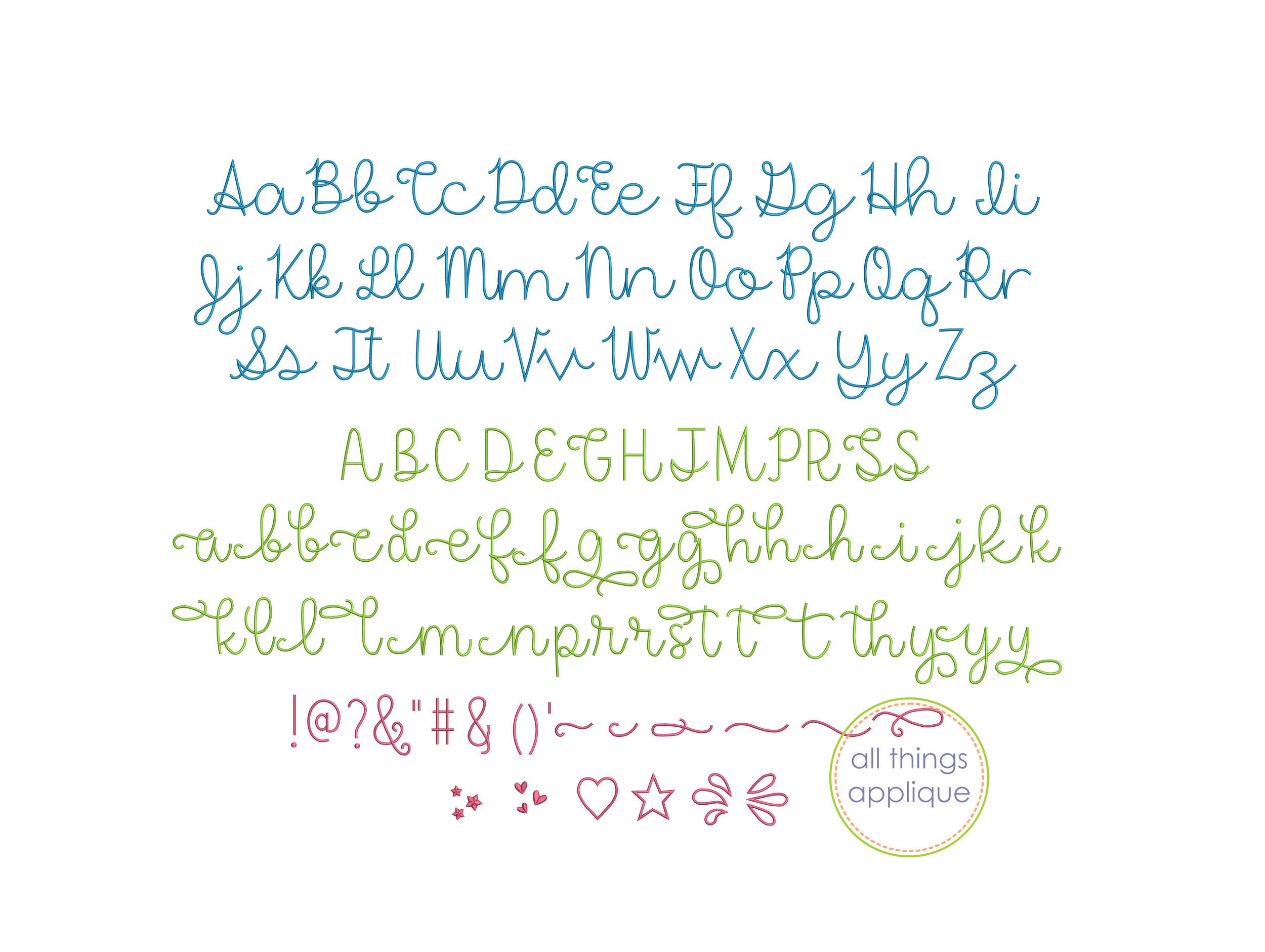 Cursive Machine Embroidery Font Alphabet for Monogram Dear - Etsy UK