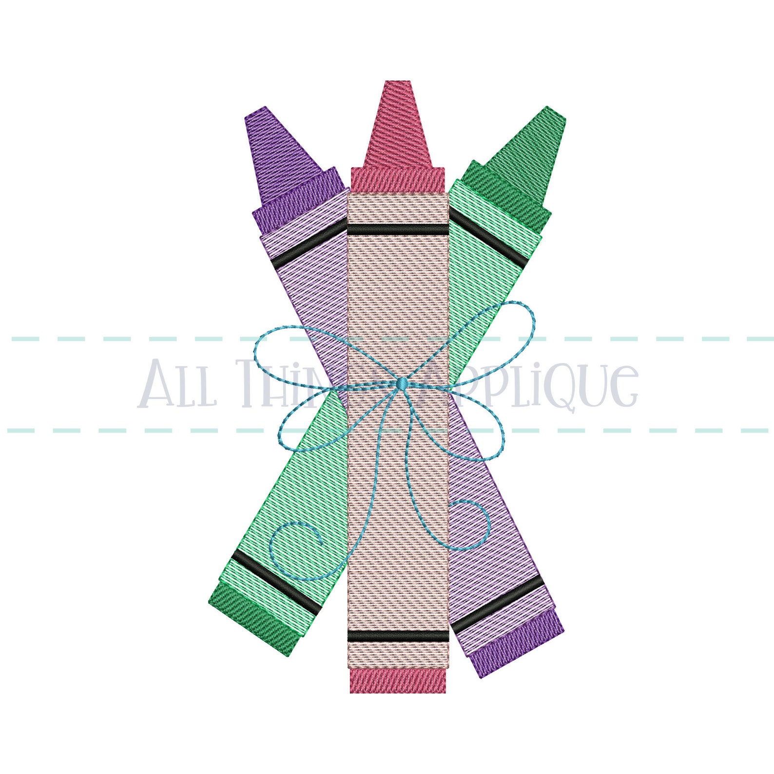 Back to School Crayon Bundle With Bow Sketch Stitch Embroidery - Etsy