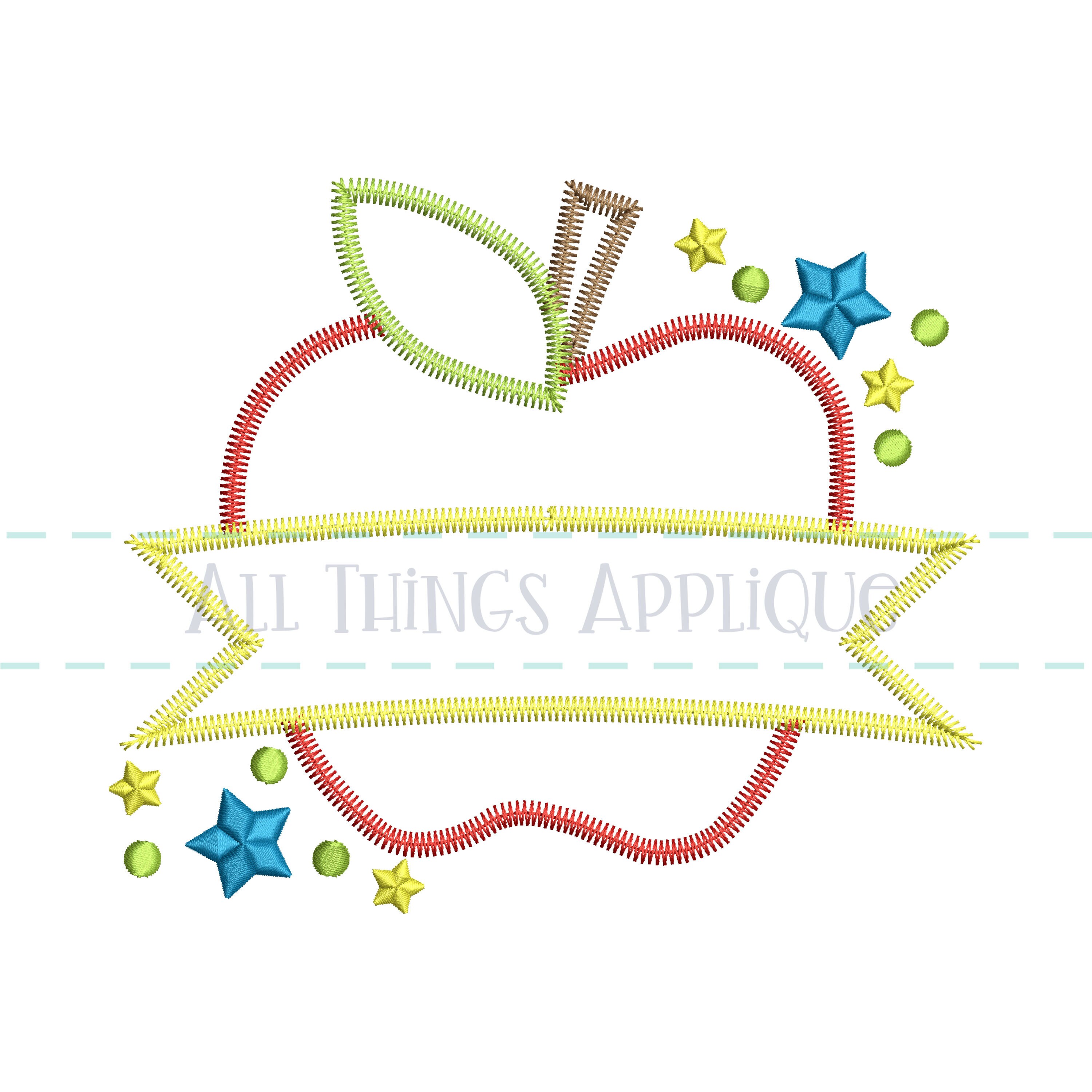 Apple Applique Design for Back to School Name Banner with | Etsy