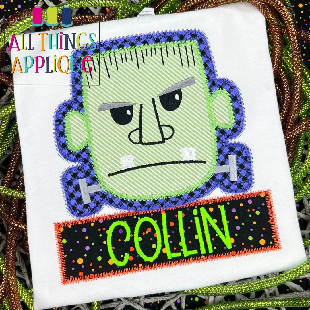 Halloween Applique Design - Frankenstein Zig Zag Stitch Machine ...