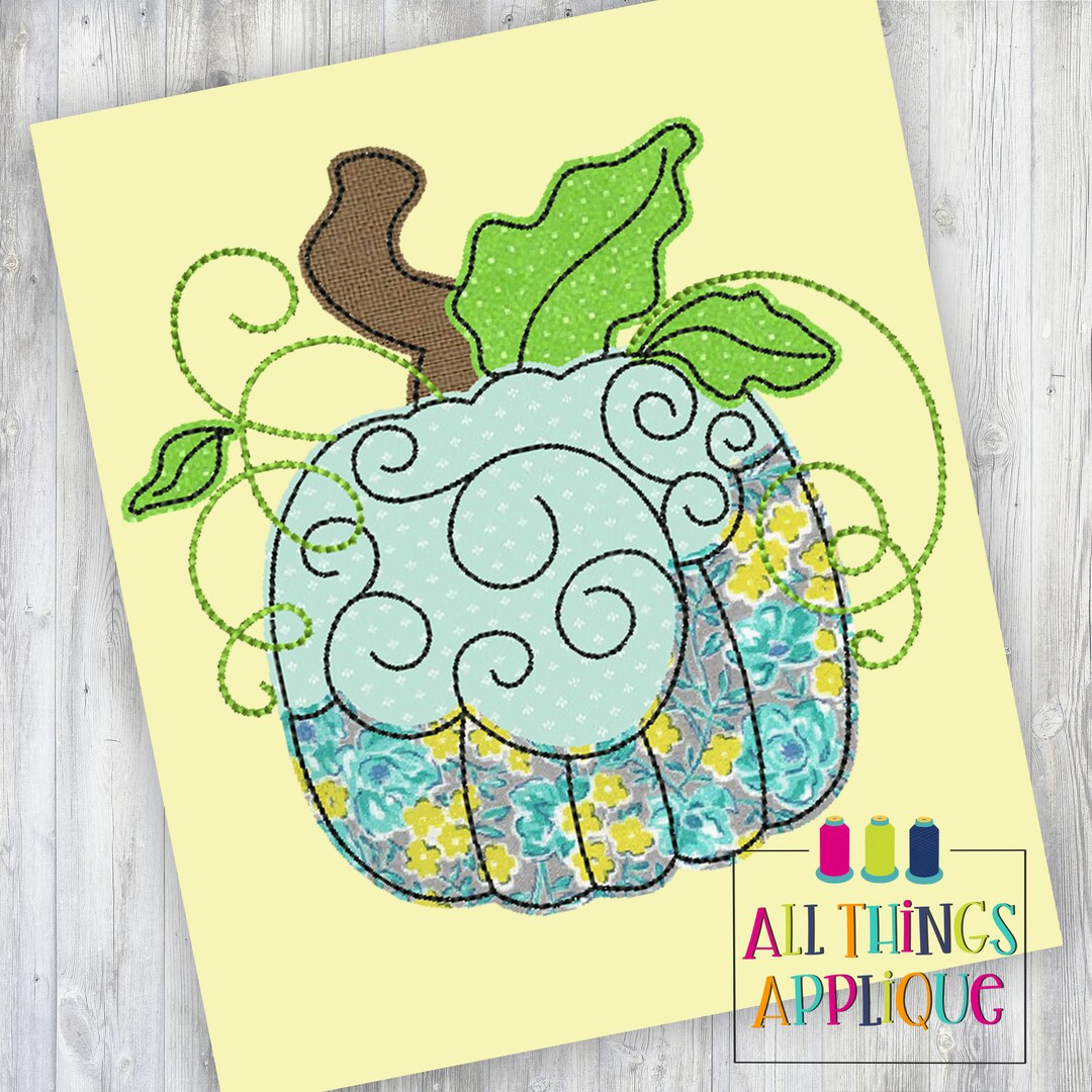 Thanksgiving Fall Applique Design - Swirl Elegant Pumpkin Bean Stitch ...