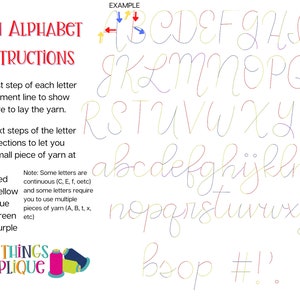 Cursive Yarn Embroidery Font - Machine Embroidery Font for Chenille ...