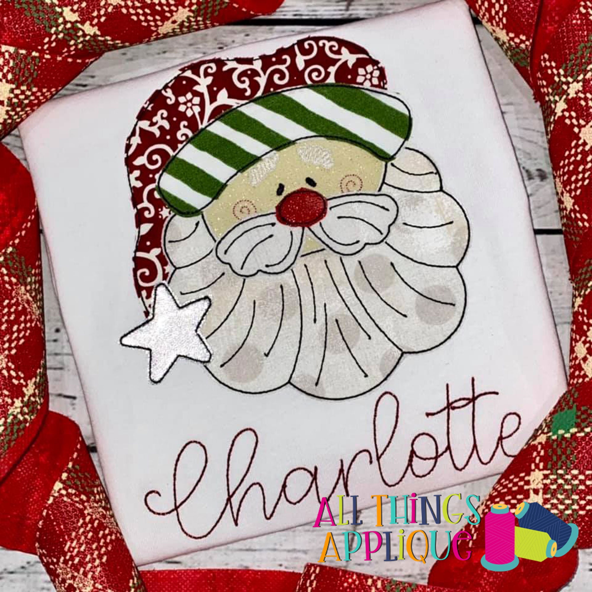 Santa Applique Design Set 6 Bean Stitch Applique Santa Claus | Etsy