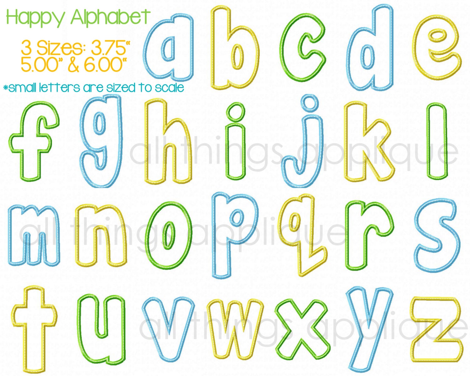 Happy Applique Alphabet Font for Machine Embroidery 26 - Etsy UK
