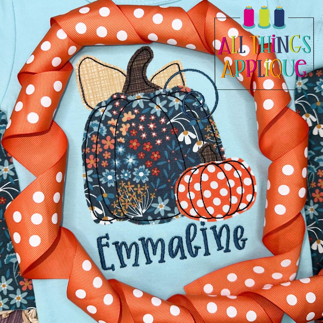 Halloween and Thanksgiving Fall Applique Design - Double Pumpkin Bean ...