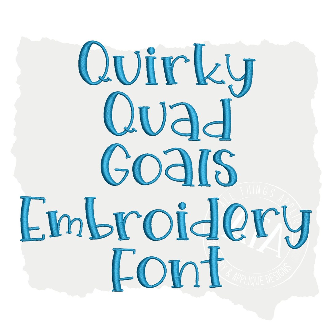 Quirky Quad Goals Machine Embroidery Font - 26 Letters Uppercase and ...