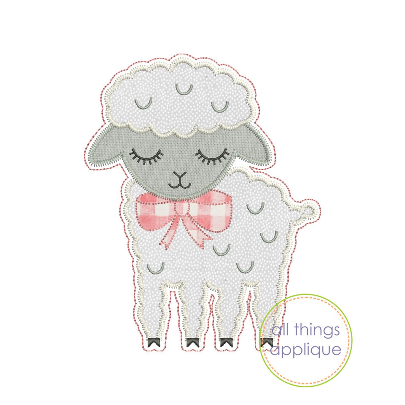 Lamb With Bow Zig Zag Stitch 1323 Easter Applique - Etsy