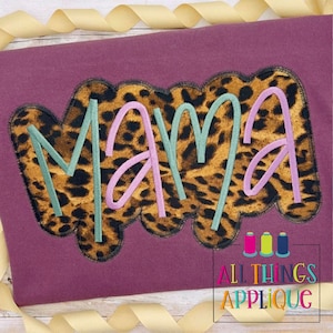 Mama Hand Lettered Zig Zag Stitch Double Applique Design for Machine Embroidery Grandmother Gift ...