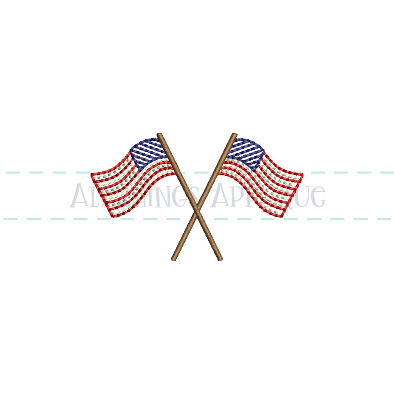 USA Crossed Flags Machine Embroidery Patriotic Design 4th of - Etsy