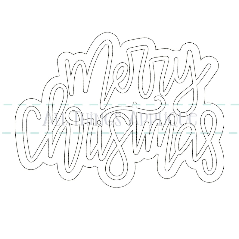 Merry Christmas Hand Lettered Cursive Applique Design Double - Etsy