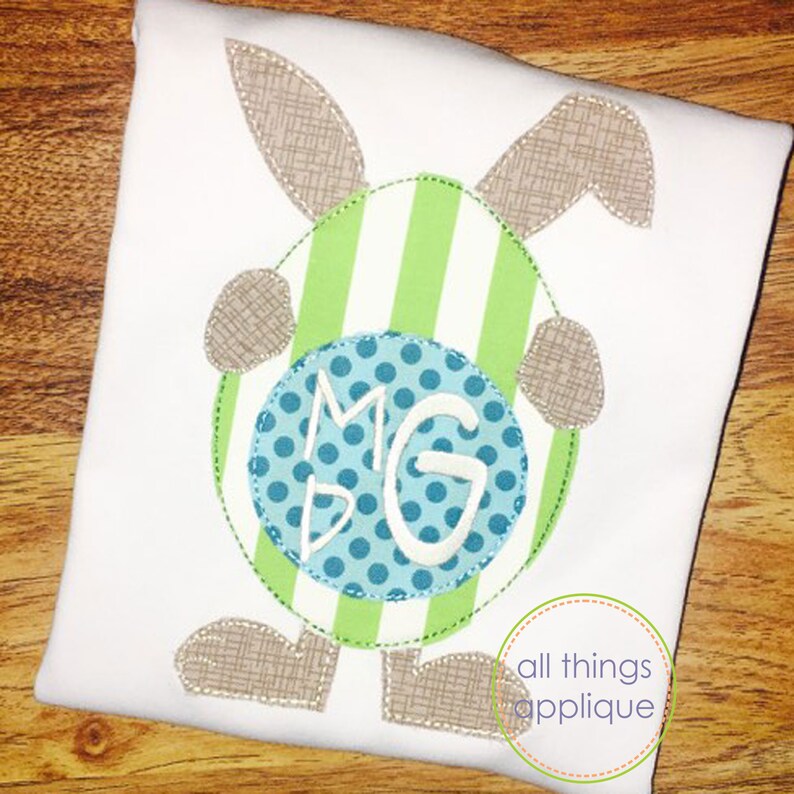 Hide and Seek Bunny Applique BEAN Stitch Easter Applique | Etsy