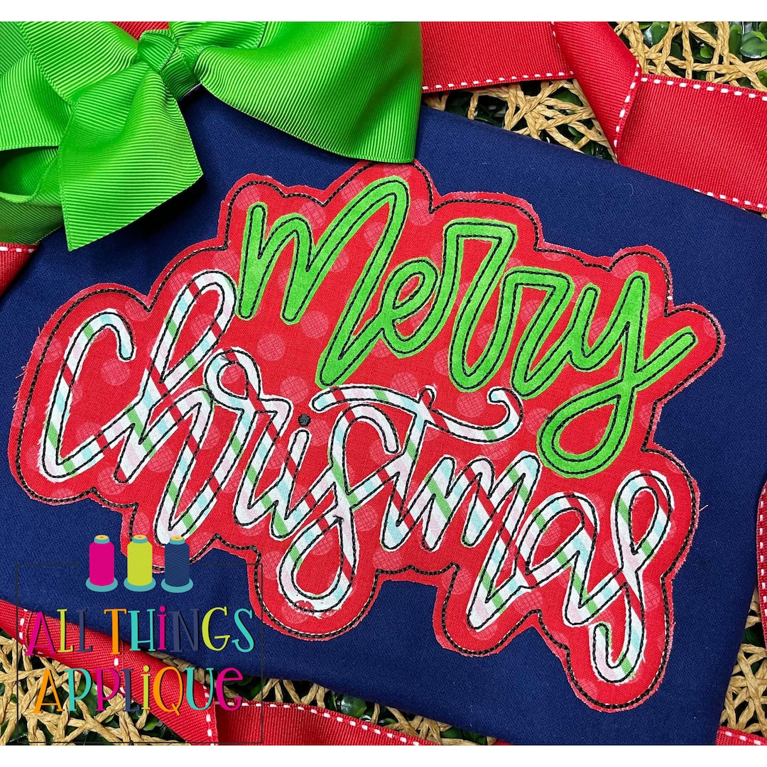 Merry Christmas Hand Lettered Cursive Applique Design - Double Layer ...