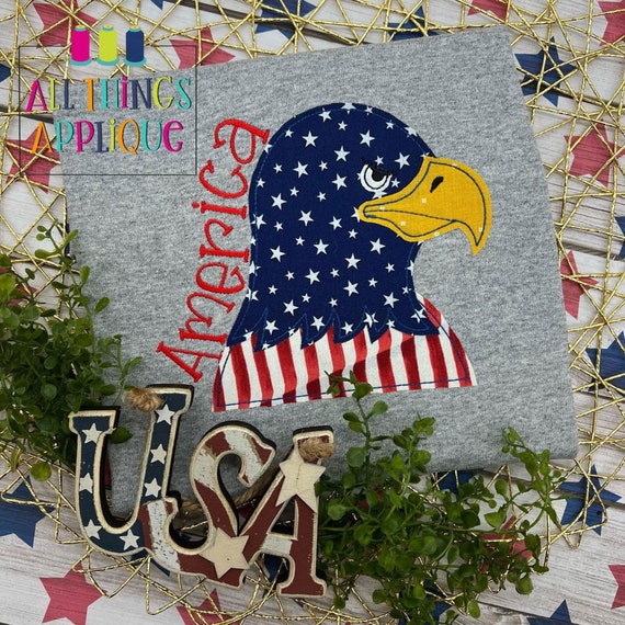 Bald Eagle Bean Stitch Machine Embroidery Applique Design | Etsy