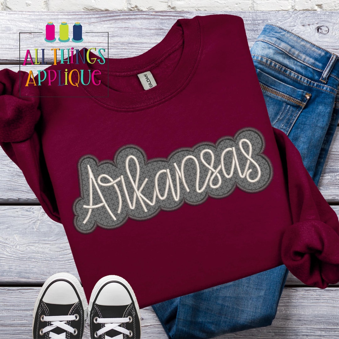 Arkansas Hand Lettered Machine Embroidery Applique Design - Double ...