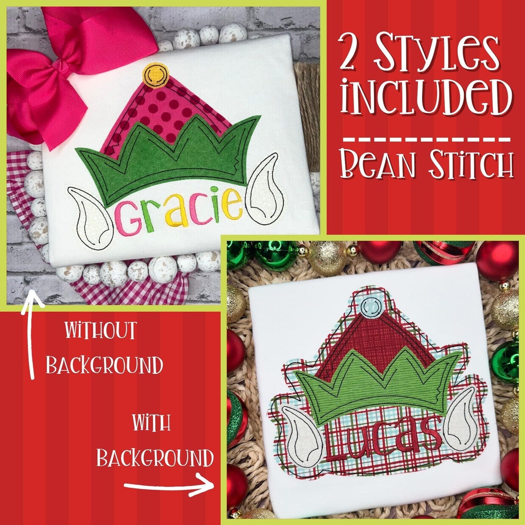 Elf Hat Applique Design - With or Without Background Fabric - Elf Hat ...