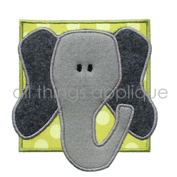 Items similar to Elephant on Patch - Machine Embroidery Applique Design ...