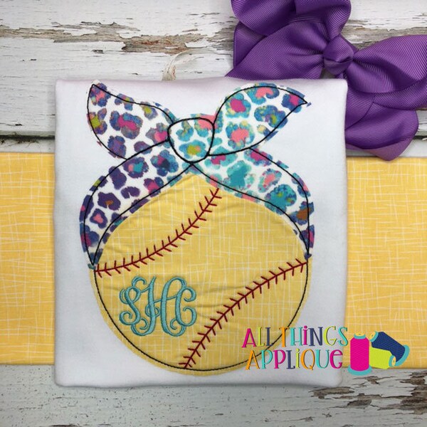Softball Applique - Etsy