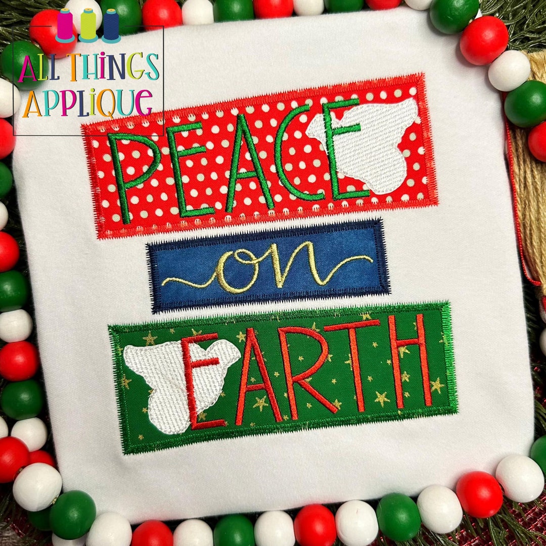 Christmas Applique Design - Peace on Earth With Dove - Bean Stitch ...