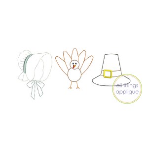 Pilgrim Bonnet Turkey Pilgrim Hat Trio Applique Design - Girl ...
