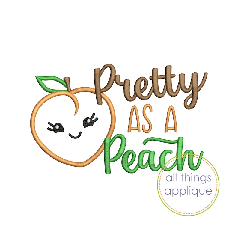 Pretty as a Peach Applique Design (#1347) - 4 Sizes Included - INSTANT ...