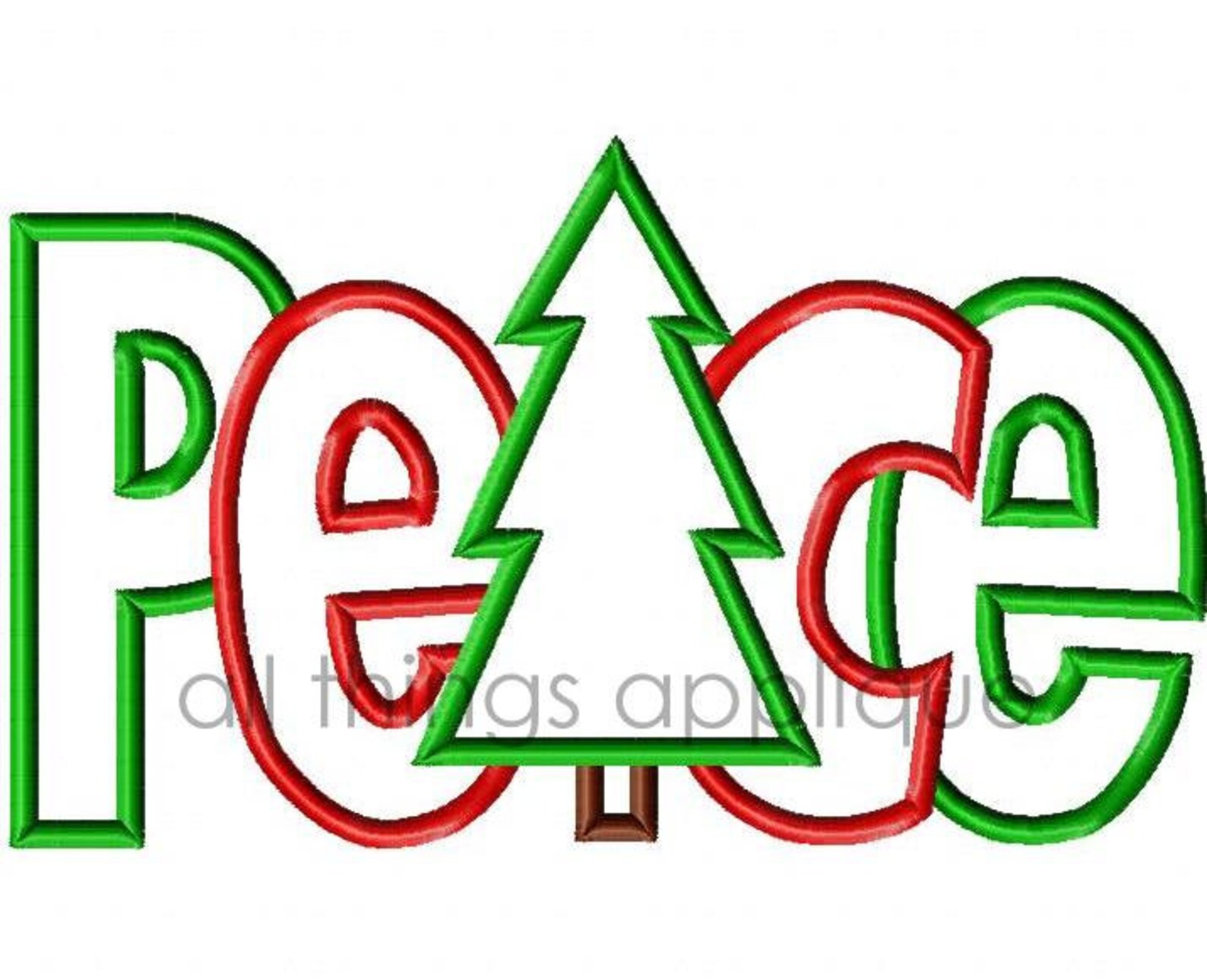 PEACE With Christmas Tree - Christmas Applique Designs - 4 Sizes ...