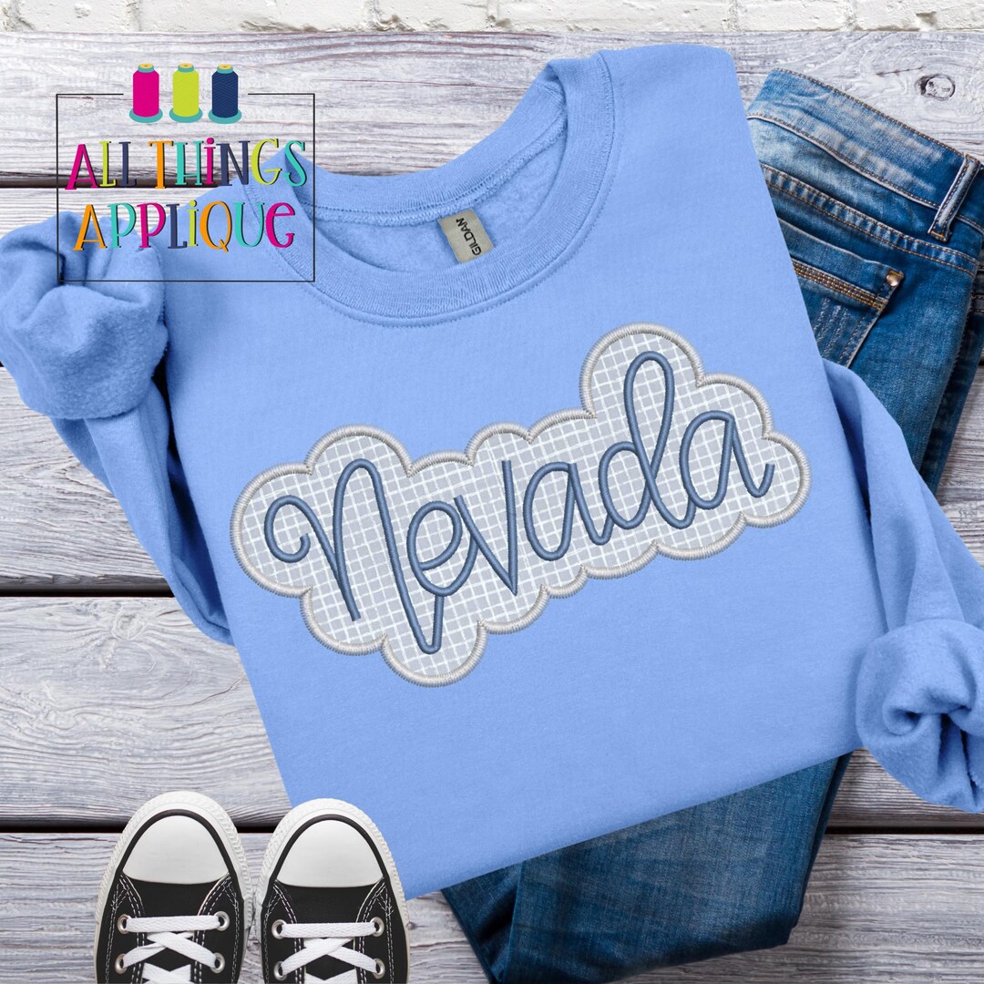 Nevada Hand Lettered Machine Embroidery Applique Design - Double Stack ...